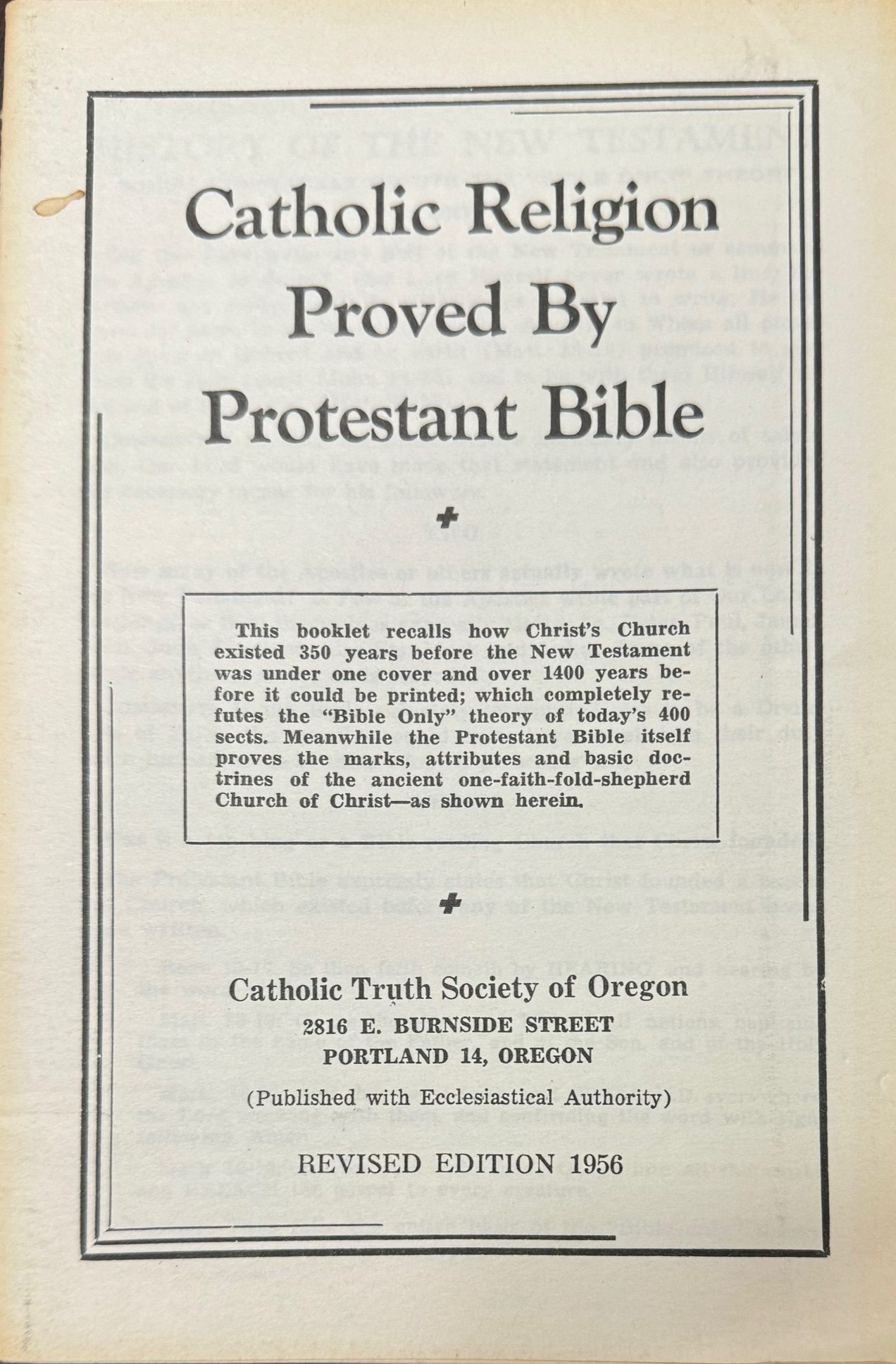 The Catholic Religion Proved by the Protestant Bible (Revised Edition ...